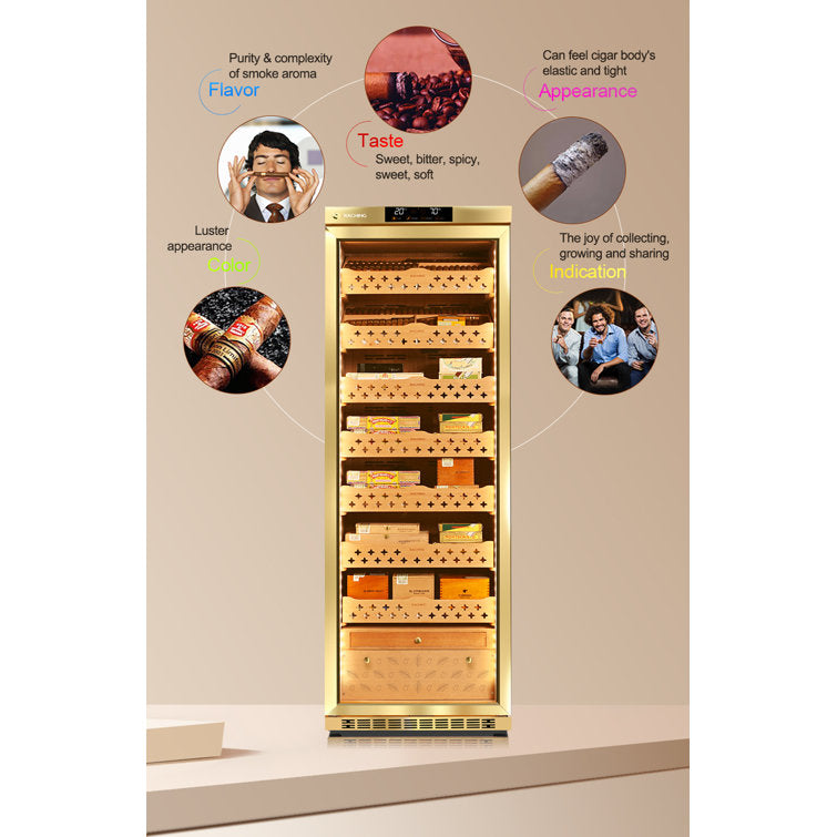 Raching MON3800A Cigar Climate Control Cabinet Humidor Gold