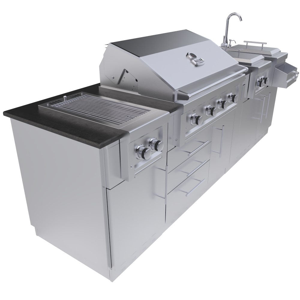 Sunstone AUSTIN 9’ Grill/Double Burner/Companion Pro & Bar Center Isla ...